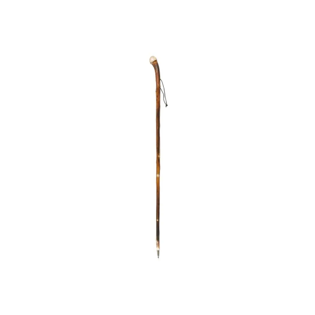 Flamed Chestnut Wood Walking Stick with Metal Spike Tip